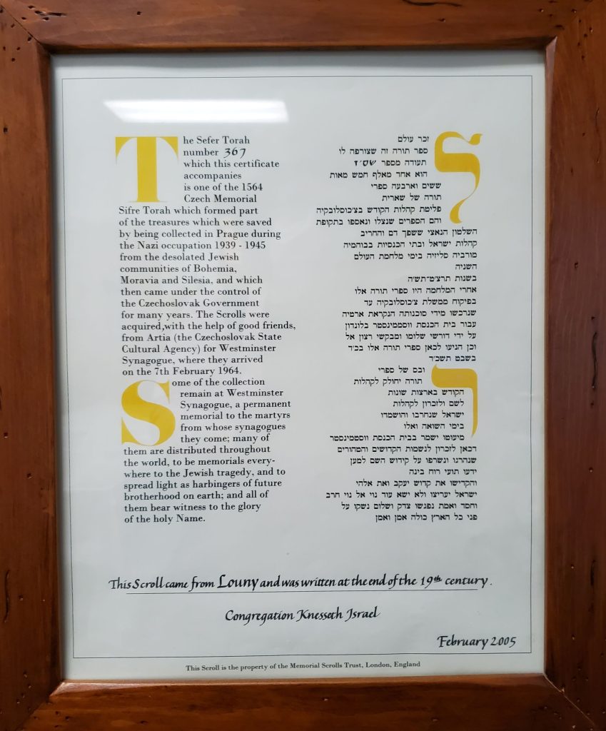 Czech Memorial Torah – Congregation Knesseth Israel